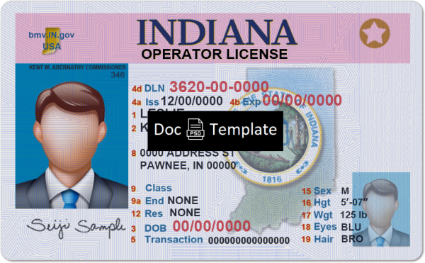 US Indiana Driver License Template PSD - PSD Templates