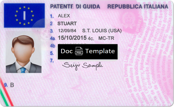 Italy Driver License Template PSD - PSD Templates