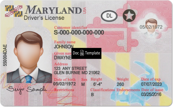 Maryland Driver License Template PSD - PSD Templates