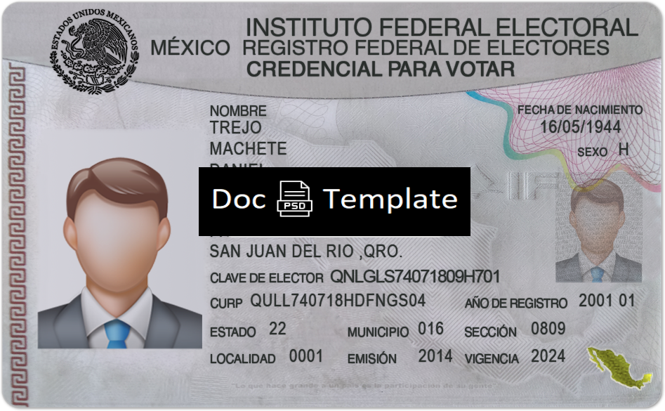 Mexico ID Card Template PSD - PSD Templates