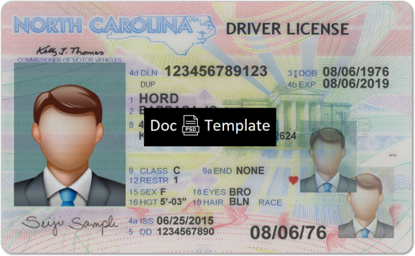 North Carolina Driver License Template PSD - PSD Templates