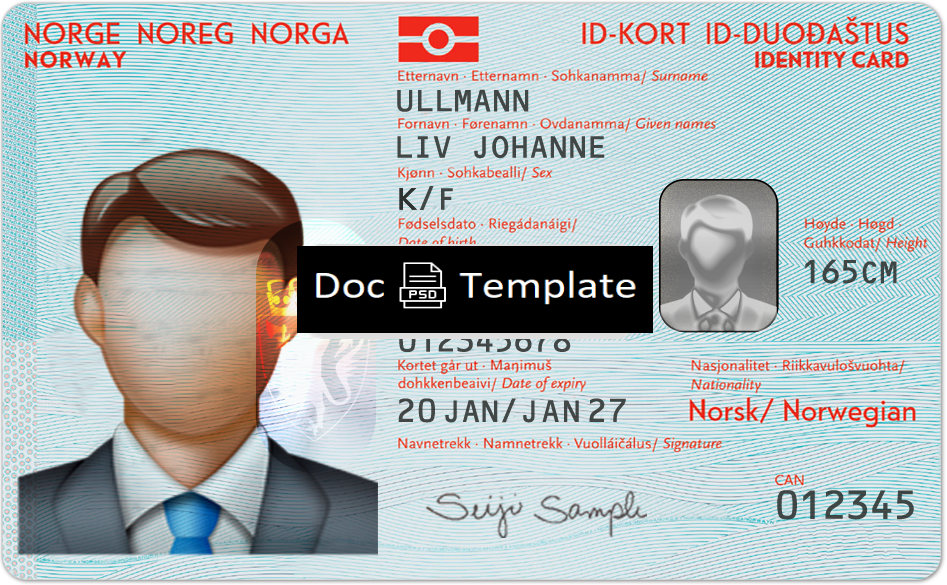 Norway ID Card Template PSD - PSD Templates
