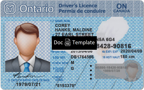 Ontario Driver License Template PSD - PSD Templates