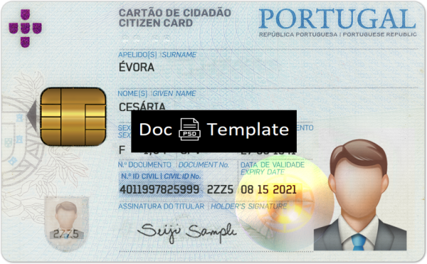 Portugal ID Card Template PSD - PSD Templates