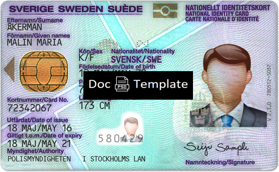 Sweden ID Card Template PSD - PSD Templates
