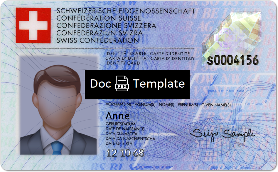 Switzerland ID Card Template PSD - PSD Templates