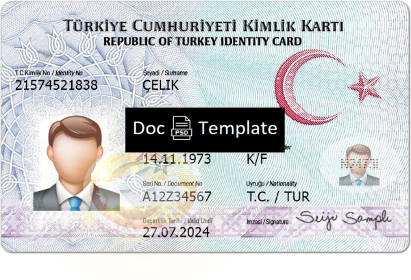 Turkey ID Card Template PSD - PSD Templates