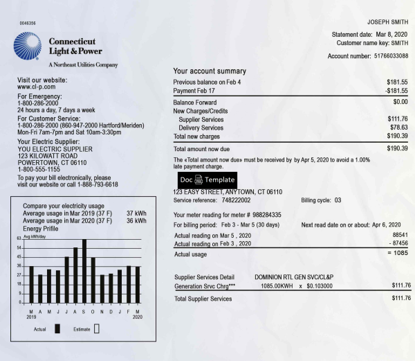 Connecticut Utility Bill Template PSD - PSD Templates